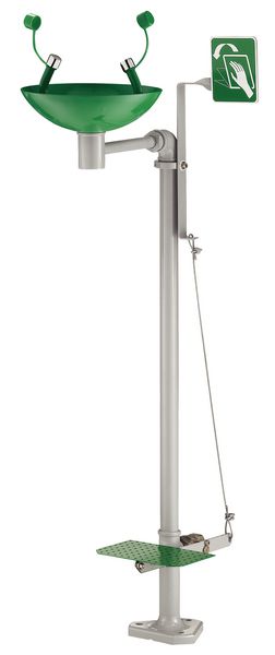 Vorstbestendige oogdouche op voet met hand- en voetpedaal | Seton