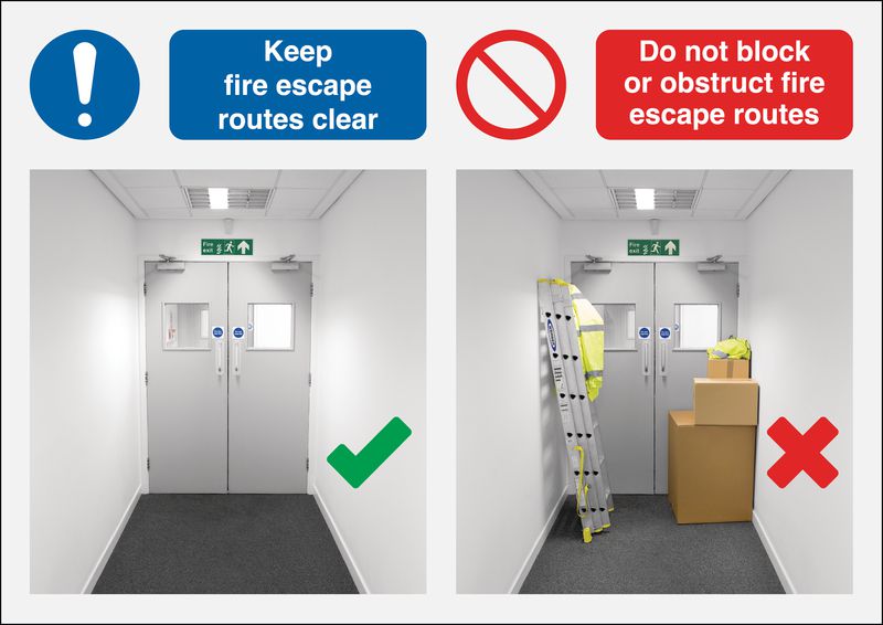 Keep Fire Escape Routes Clear Do & Don't Visual Sign | Seton