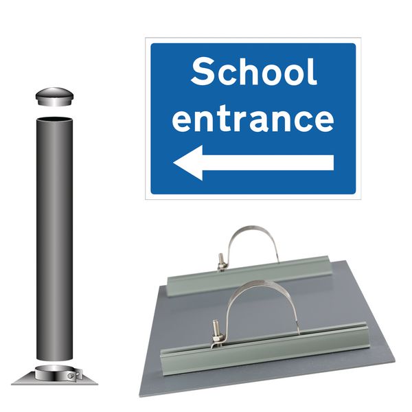 School Entrance (Left Arrow Symbol) - Sign Installation Kit | Seton