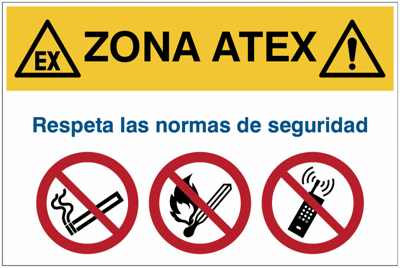Señales de atmósferas explosivas: zona ATEX - Respeta las normas de ...