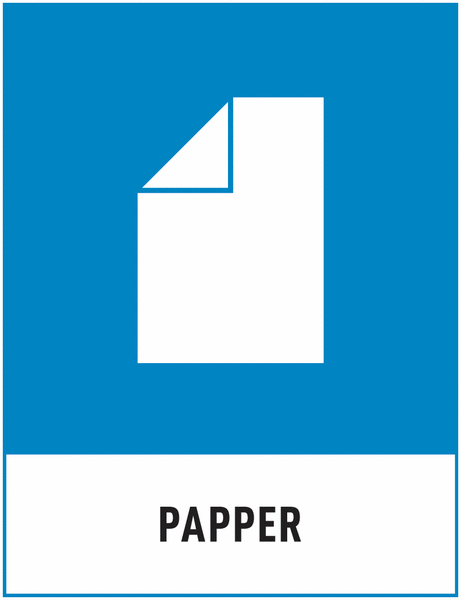 Skyltar och dekaler för källsortering - Papper | Seton