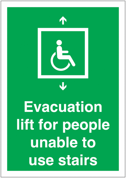 Evacuation Lift For People Unable To Use Stairs Sign | Seton