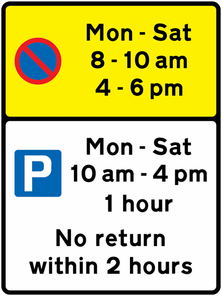 Traffic Signs - Waiting and Parking Restrictions Times | Seton