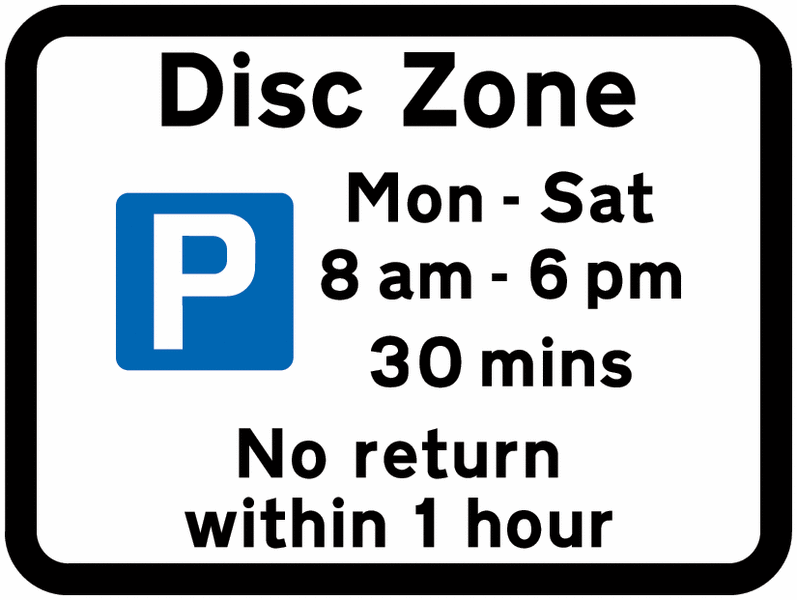 Traffic Signs - Parking - Disc Zone. Zero-Fuss Delivery | Seton