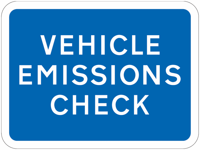 Traffic Signs - Vehicle Emissions Check. Quick Delivery | Seton