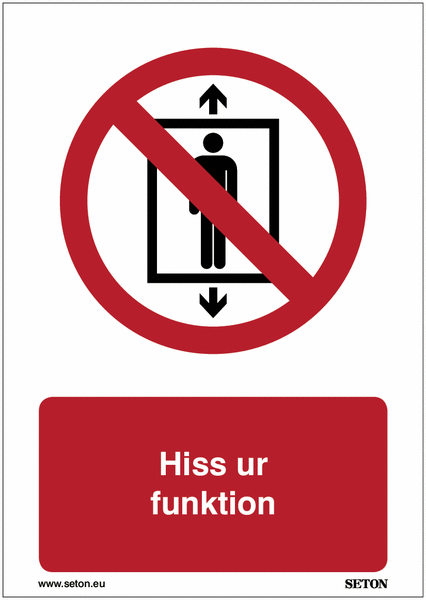 Skylt med text - Hiss ur funktion - ISO 7010, P027 | Seton