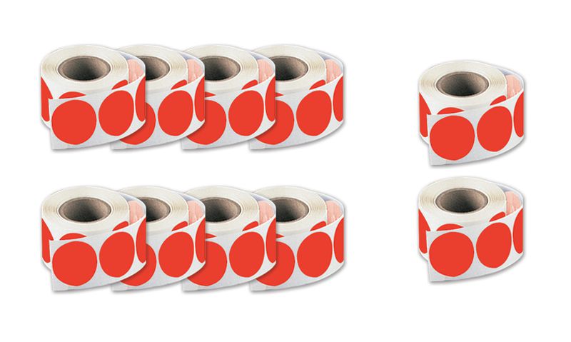 Set van 8 rollen ronde stickers + 2 gratis | Seton