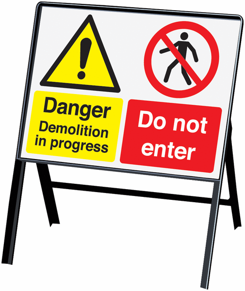 Danger Demolition In Progress Stanchion Sign | Seton