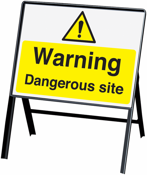 Warning Dangerous Site Stanchion PVC Signs - Single | Seton