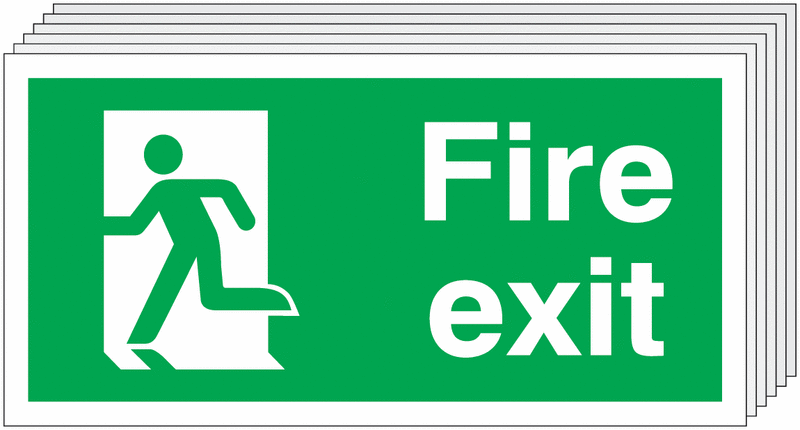 6-Pack Fire Exit Running Man Left Signs | Seton
