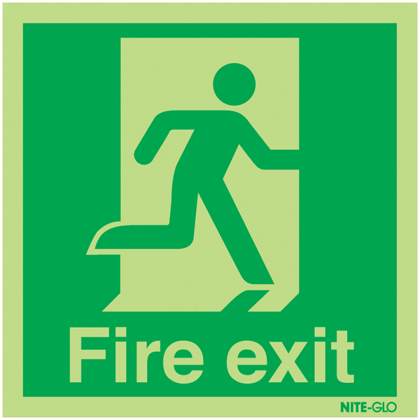 Nite-Glo Fire Exit Running Man Right Sign (Square) | Seton