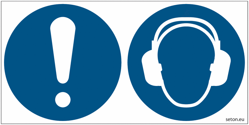 Pittogrammi ISO 7010 "Obbligo generico e cuffia antirumore obbligatoria ...