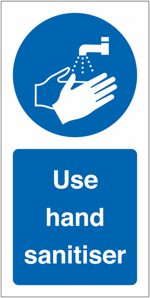 Use Hand Sanitiser Vinyl Safety White/Blue Labels Roll | Seton