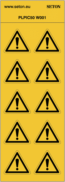 Waarschuwingsstickers ISO 7010 op vel "Waarschuwing" - W001 | Seton