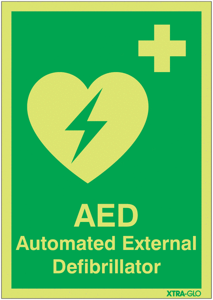 Xtra-Glo Photoluminescent AED Signs | Seton