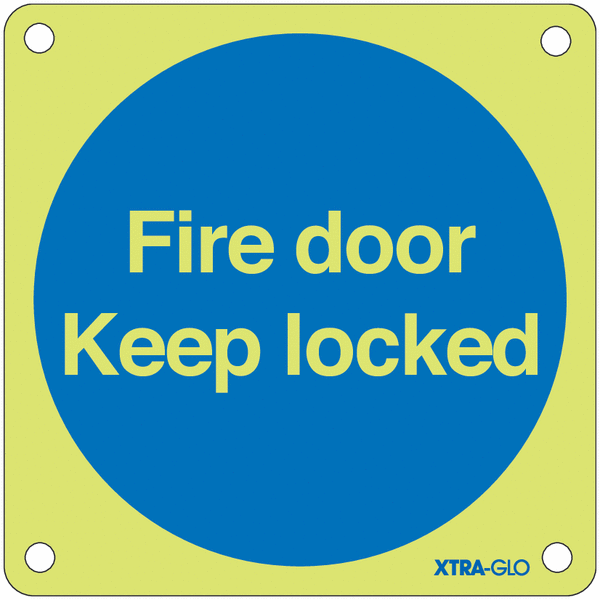 Xtra-Glo Premium Fire Door Keep Locked Aluminium Sign | Seton