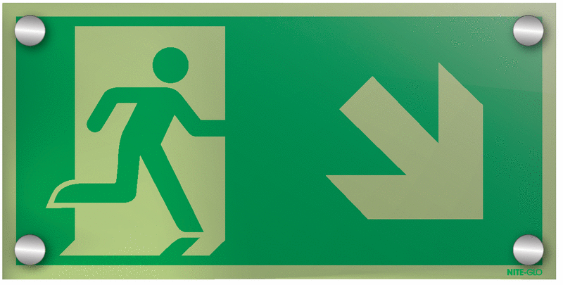 Nite-Glo Acrylic Running Man & Arrow Down Right Signs | Seton