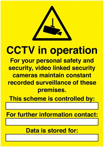 CCTV In Operation For Personal Safety Write On Signs | Seton