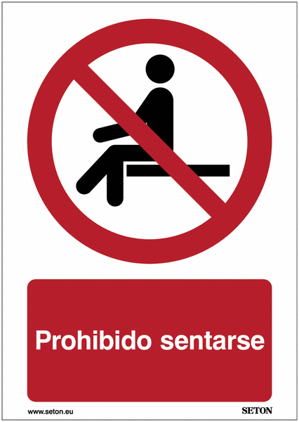 Señal ISO 7010 - Prohibido sentarse - P018 | Seton