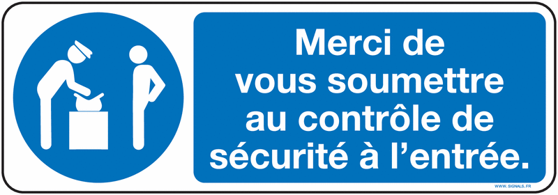 Panneau Contrôle Sécurité Entrée avec texte | Signals