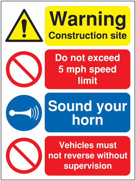 Warning Construction Site/Do Not Exceed 5mph Signs | Seton