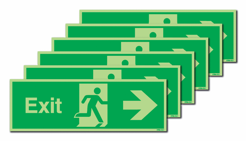 6-Pack Xtra-Glo Exit Right Signs | Seton