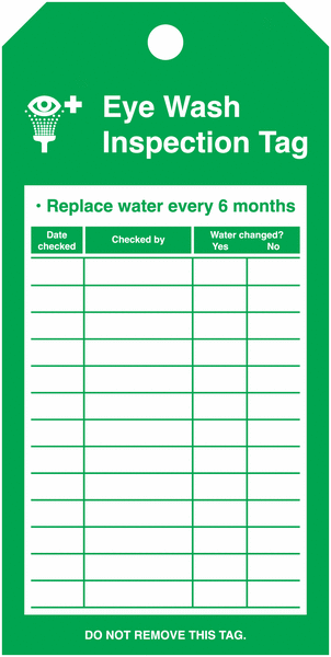 Eyewash Inspection Tags. Quick, Easy, Zero-Fuss Delivery | Seton