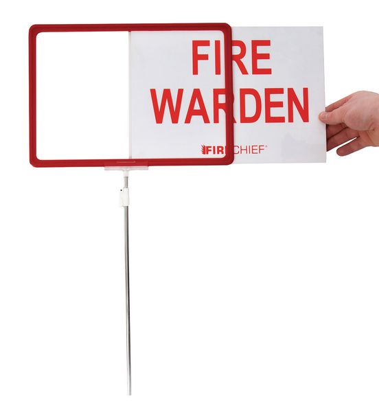 Fire Warden PVC Red/White Sign With Extendable Handle | Seton