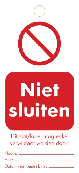Lockouttags - Niet sluiten | Seton