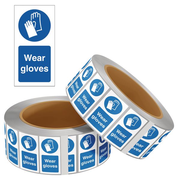 Wear Gloves Vinyl Safety Labels On-a-Roll | Seton