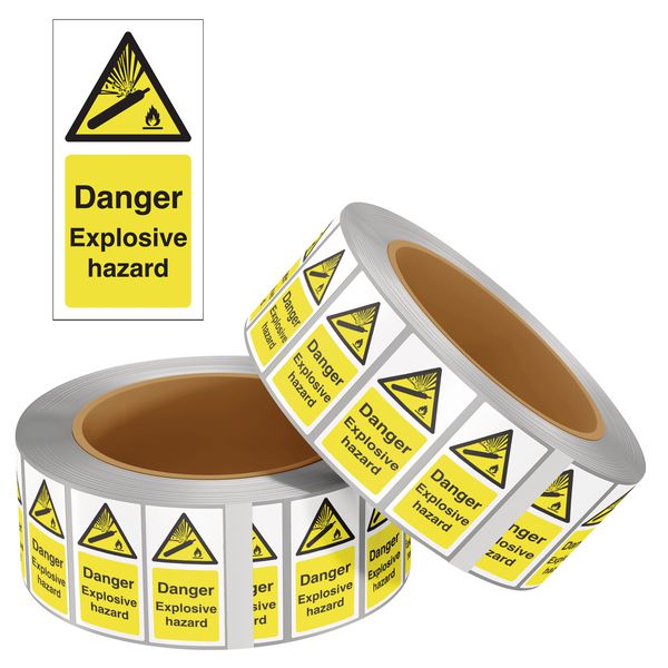 Danger Explosive Hazard Vinyl Safety Labels On-a-Roll | Seton