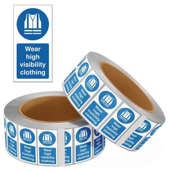 Wear High Visibility Clothing Vinyl Safety Labels On-a-Roll | Seton