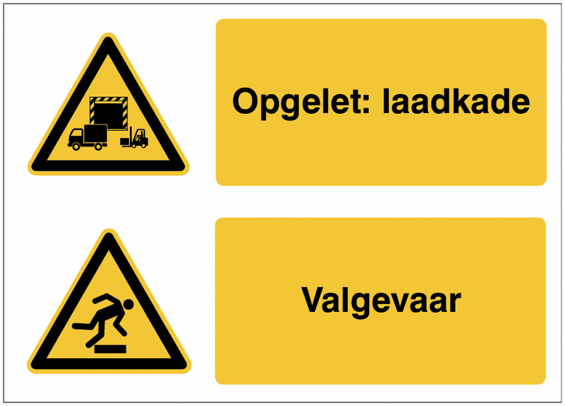 Pictogrammen valgevaar, struikelgevaar, doorvalgevaar | Seton