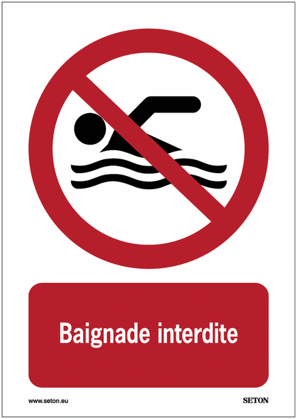 Panneaux et autocollants ISO 7010 - Baignade interdite - P049 | Seton