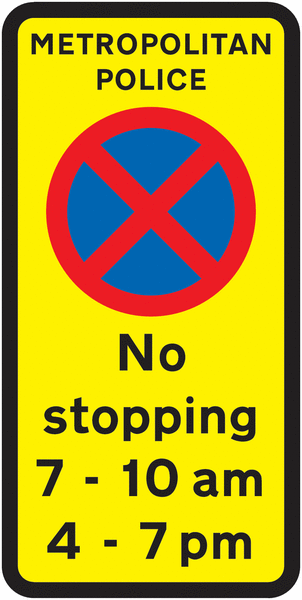 Traffic Signs - Metropolitan Police - No Stopping | Seton