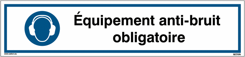 Bande autocollante ISO 7010 - M003 - Equipement anti-bruit obligatoire ...