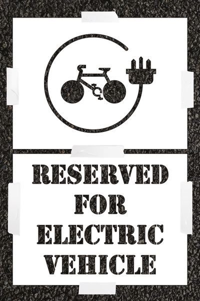 Reusable Stencil Reserved for Electric Vehicles Bicycles | Seton