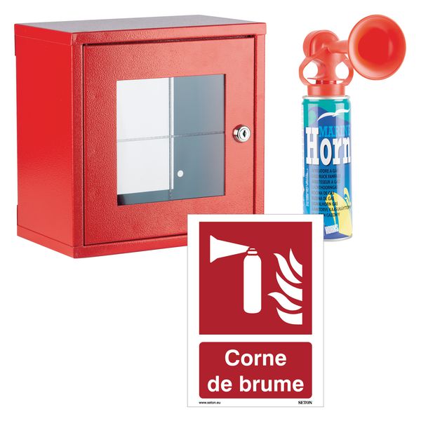 Kit boîte + corne de brume à gaz + panneau A4 | Seton