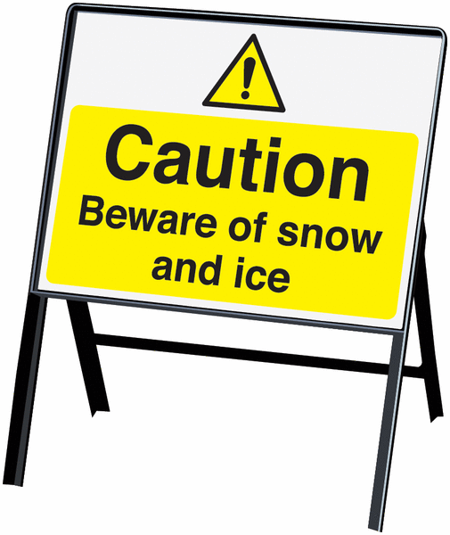 Caution Beware of Snow And Ice Stanchion Sign | Seton