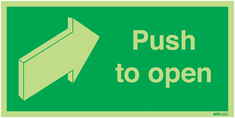 Nite-Glo Photoluminescent Push To Open Signs | Seton