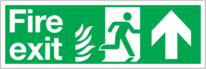 HTM65 Fire Exit NHS Signs - Running Man Right/Arrow Up | Seton