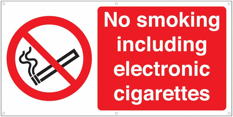 No Smoking Including Electronic Cigarettes Banner Signs | Seton