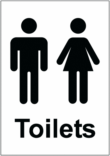Unisex Symbol and Toilet Text Economy Washroom Signs | Seton