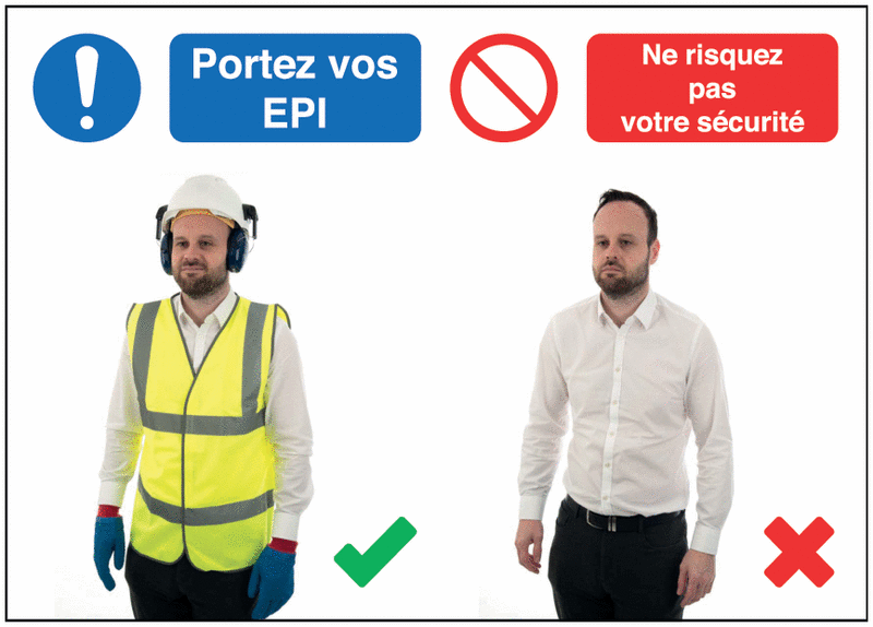 Autocollants et panneaux bonnes pratiques - Portez vos EPI - Ne risquez ... Autocollants et panneaux bonnes pratiques - Portez vos EPI - Ne risquez ...