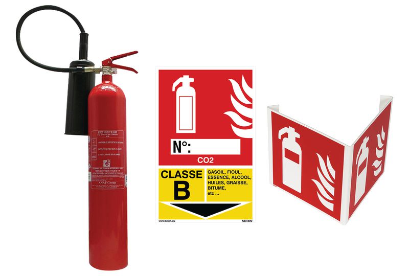 Kit extincteur à CO2 avec signalisation | Seton