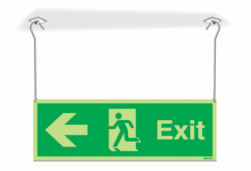 Nite-Glo Exit Running Man Arrow Left Hanging Signs | Seton