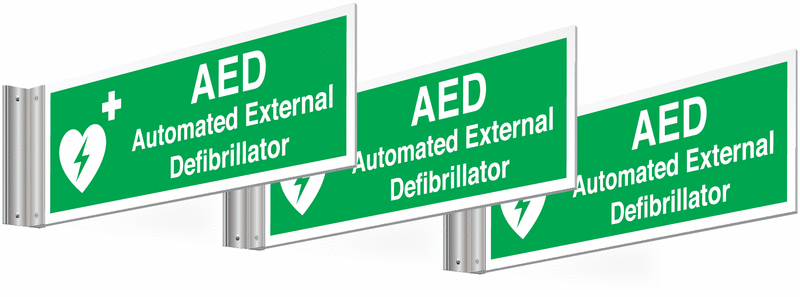 3 Pack AED Automated External Defib Corridor Signs | Seton
