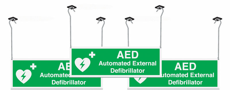 3 Pack AED Automated External Defib Hanging Signs | Seton