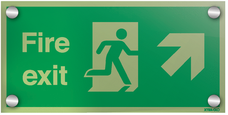 Xtra-Glo Fire Exit Running Man/Arrow Up&Right Sign | Seton