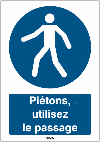 Autocollant ToughWash® avec texte ISO 7010 - Piétons, utilisez le ...